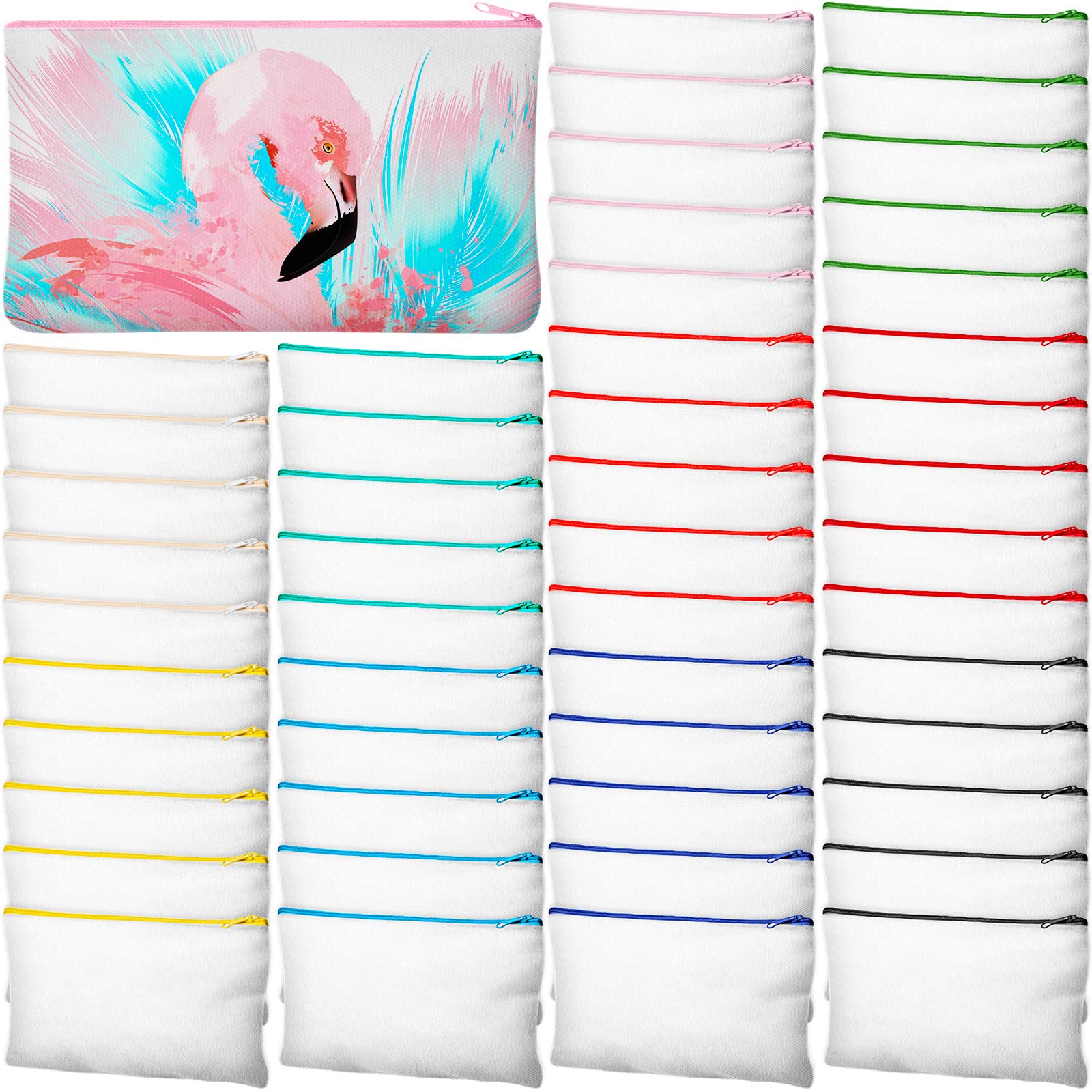 50 Pieces Sublimation Blank Canvas Makeup Bags Bulk, Blank DIY Heat ...