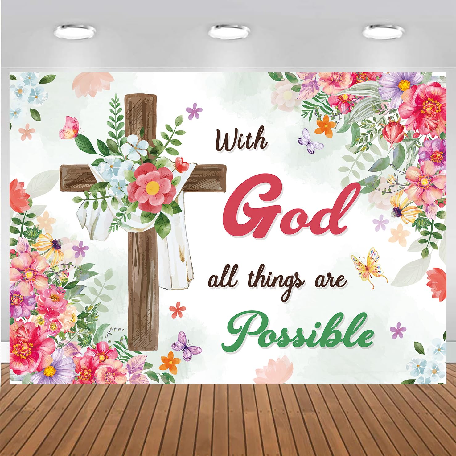 Christian Easter Backdrop 10x8ft with God All Things are Possible ...