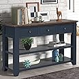 Amazon.com: Polibi Solid Pine Wood Top Console Table, Modern Entryway ...