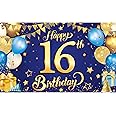 Amazon.com: KatchOn, XtraLarge Blue and Gold Happy 16th Birthday Banner ...