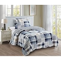 Amazon.com: Brilliant Sunshine Blue Plaids and Stripes Patchwork, 2 ...