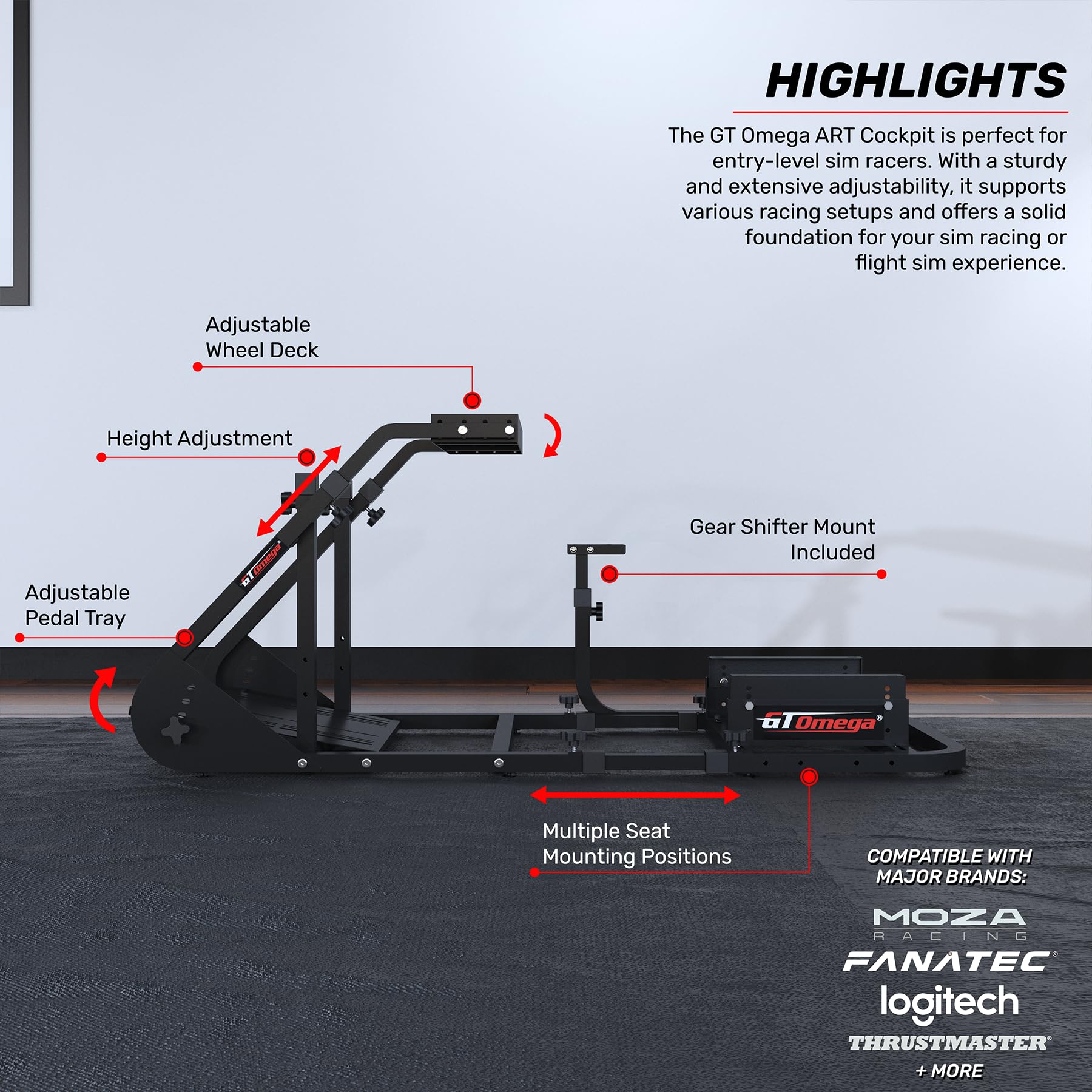GT OMEGA Art Simulator Cockpit Frame (No Seat) - Premium Quality Steel ...