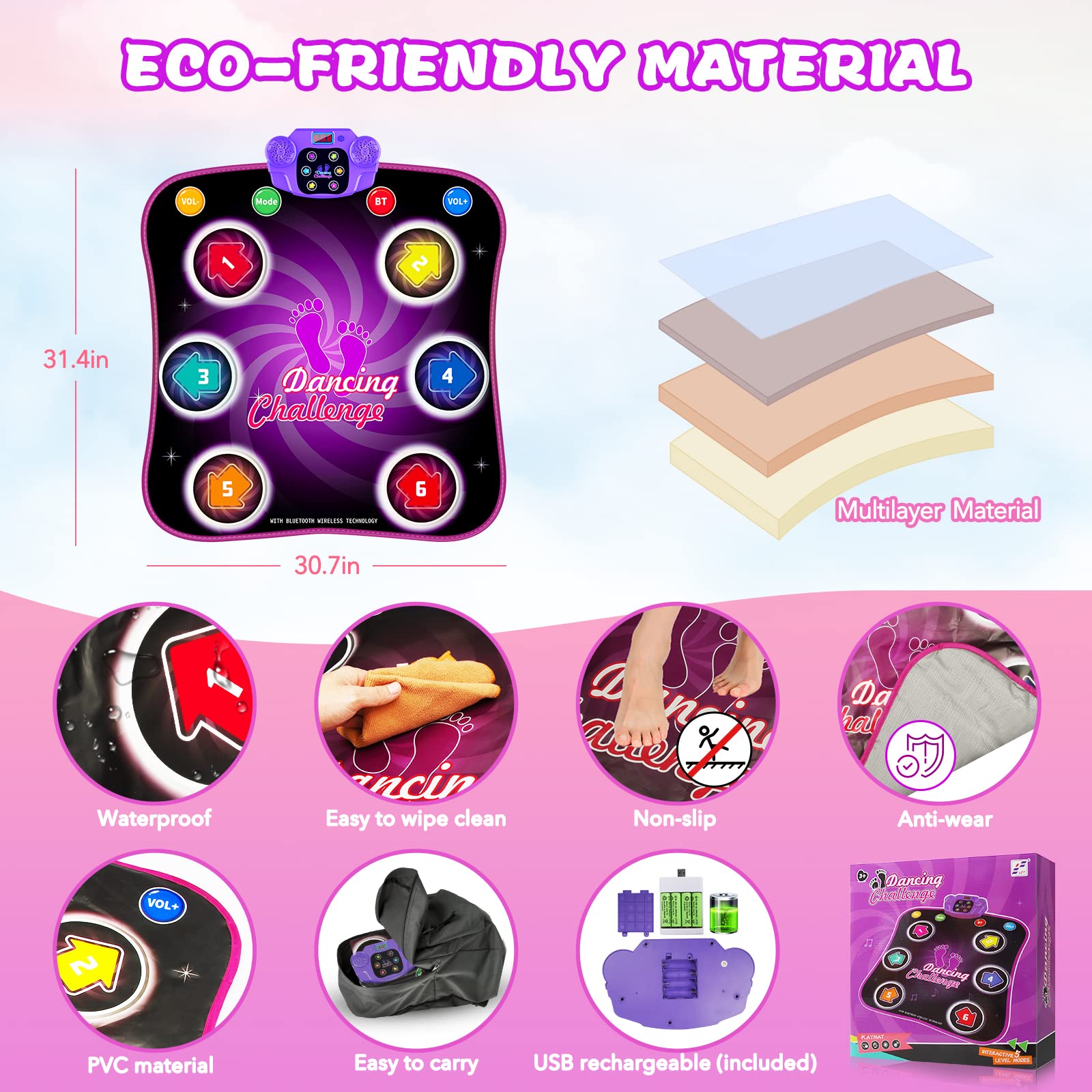 Mua Dance Mat Toys for 3-12 Year Old Kids, Light Up Electronic Dance ...