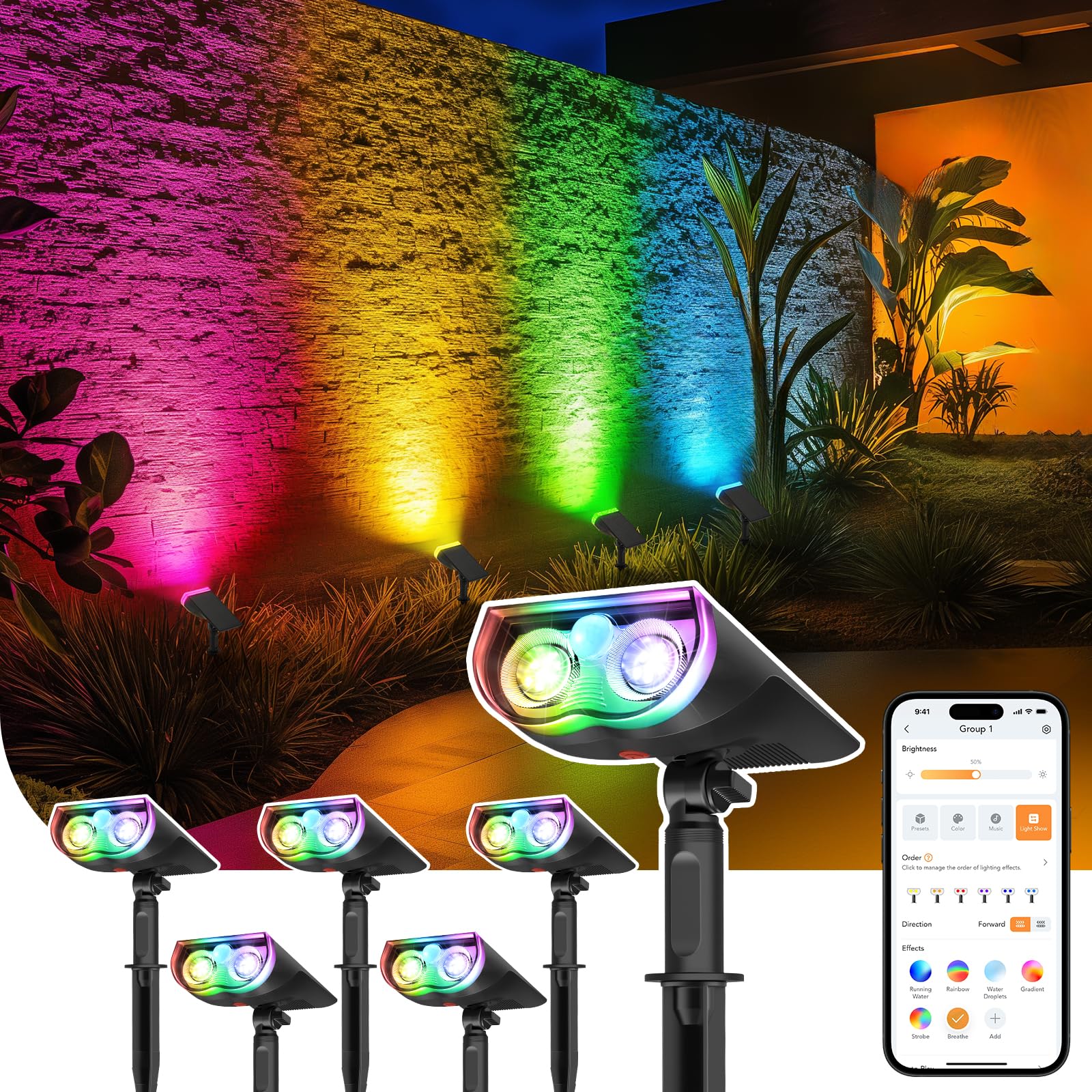 Linkind Smart Solar Lights Outdoor SL5 with Motion Sensor, APP Control ...