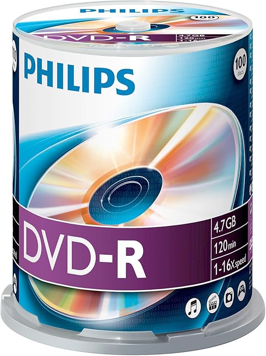 Philips 1x100 DVD-R 4,7GB 16x SP - High Speed: Amazon.fr: Informatique