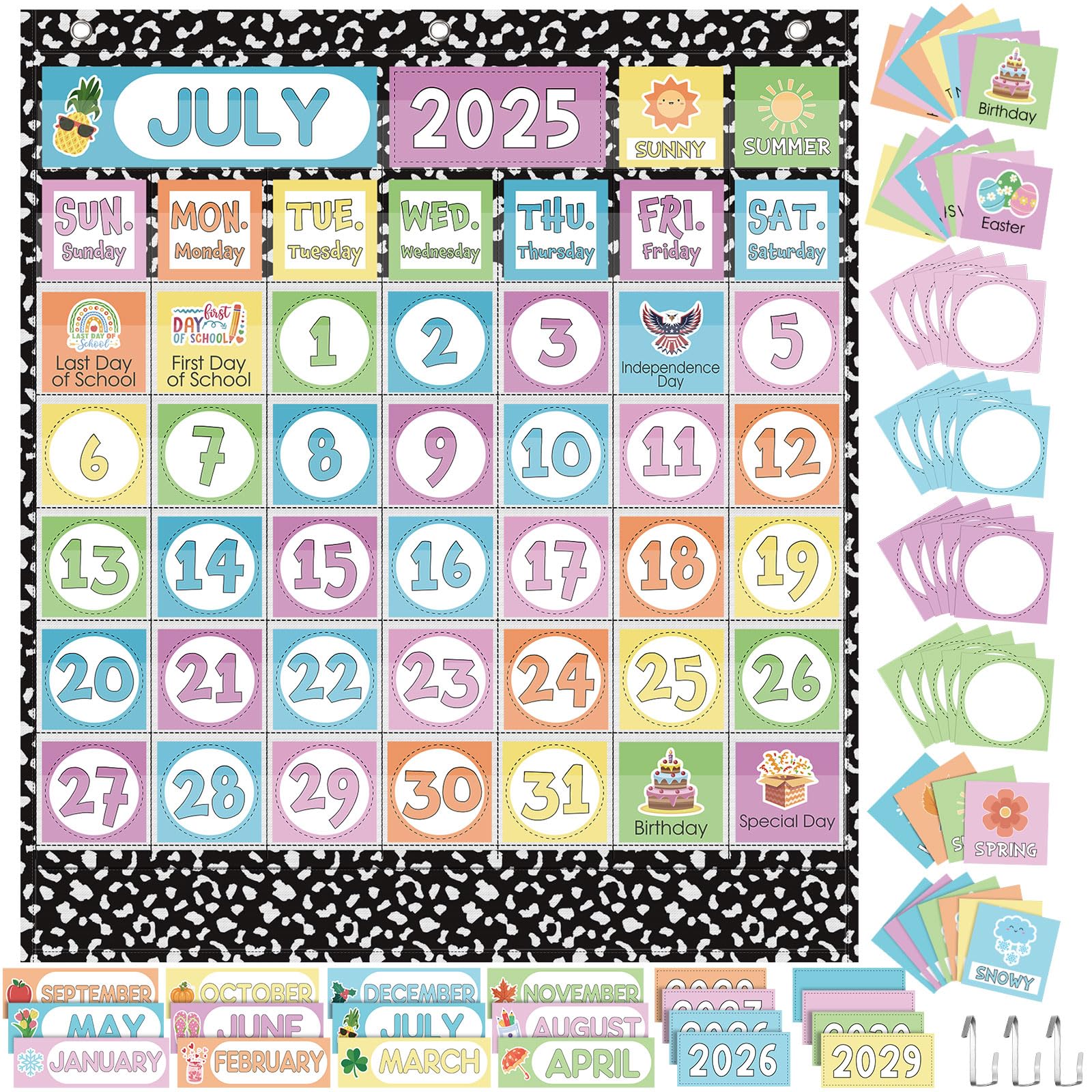 Sinload Classroom Calendar Pocket Chart Set Calendar Bulletin Board Set ...