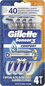 Gillette Sensor3 Men's Disposable Razor, 4 Razors (packaging may vary ...
