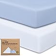 Amazon.com : 2-Pack Waterproof Baby Crib Sheets for Boys, Girls - 52x28 ...