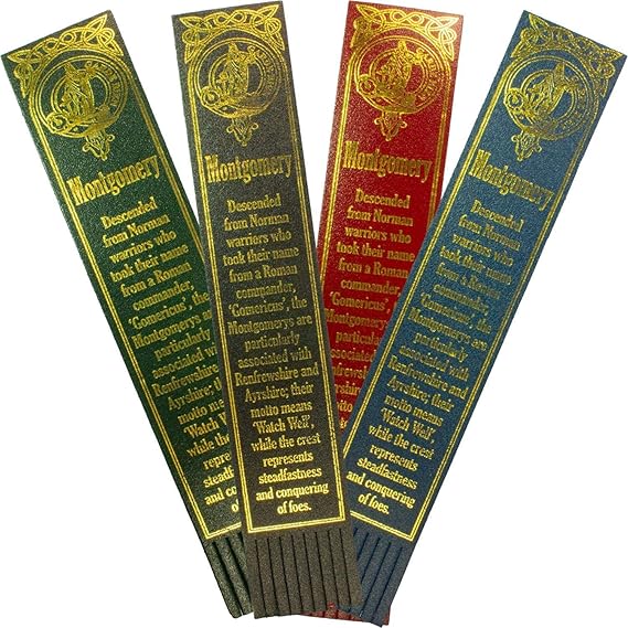 I LUV LTD Montgomery Scottish Clan Name Gold Embossed Leather Bookmarks ...