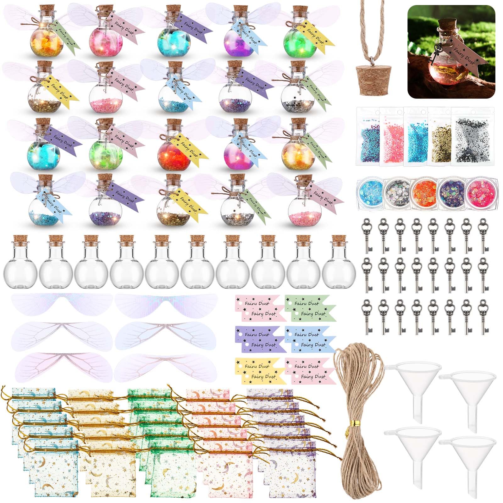 Jinei 262 Pieces Mystery Potion Craft Kit with 36 Magic Witch Potion Bottles Fairy Wing DIY ...