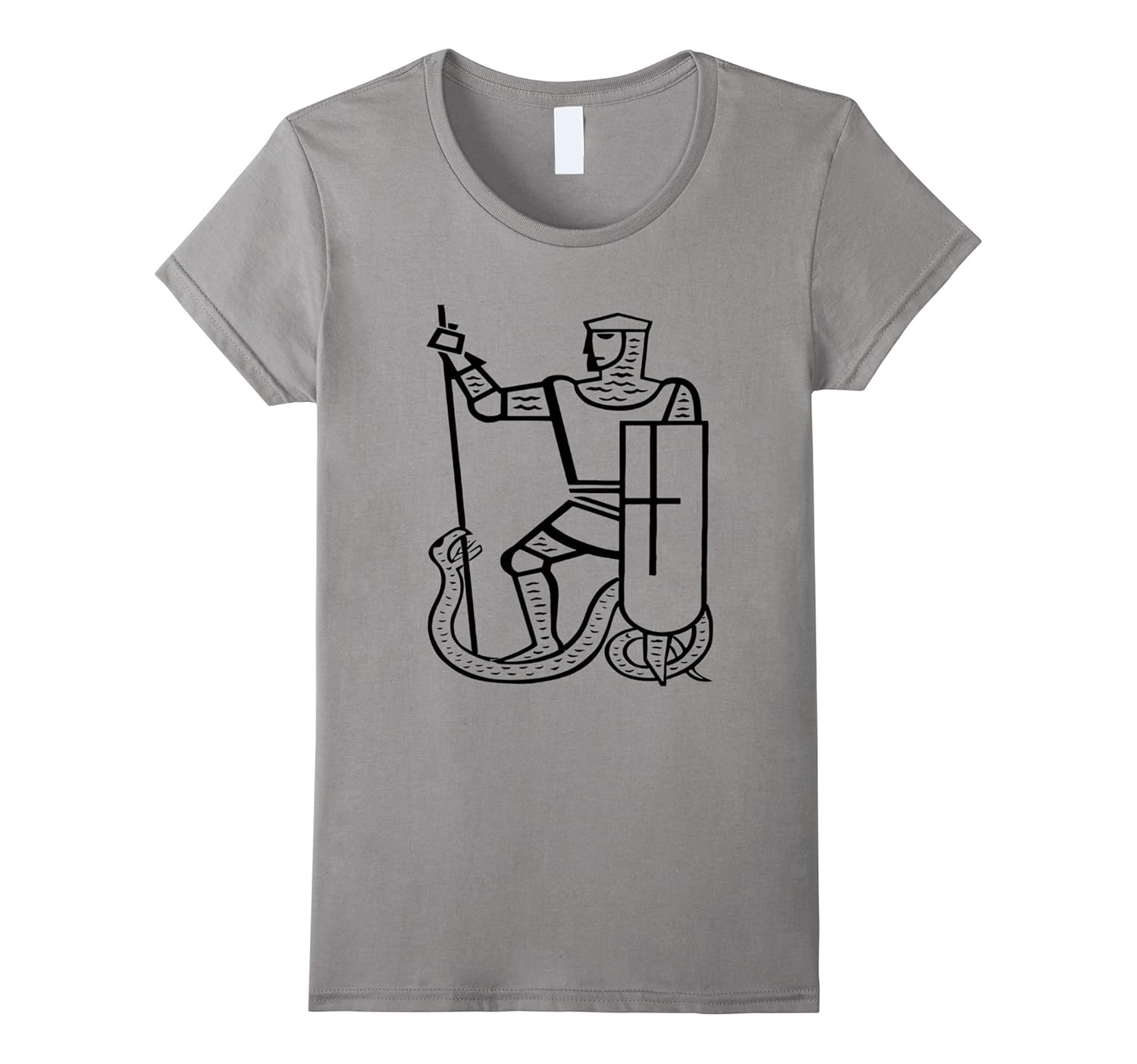 Knight Killing Snake T-Shirt Crusades Crusader Graphic Tee-4LVS ...