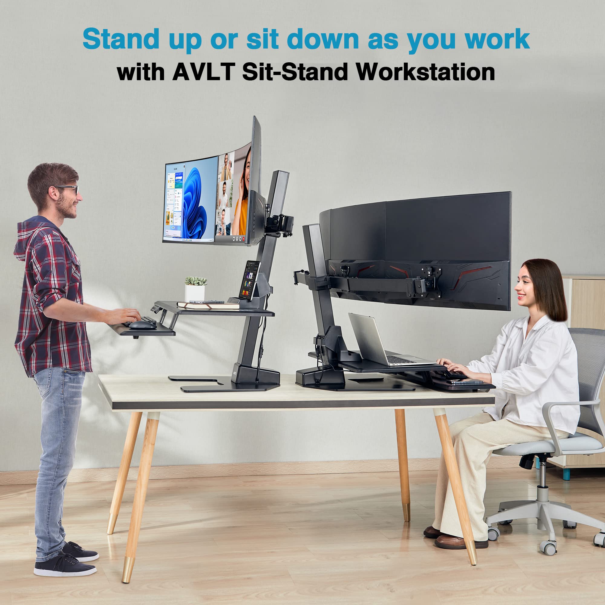 Mua AVLT Triple 32" Monitor Electric Standing Desk Converter with Huge ...