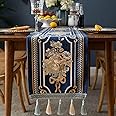 Amazon.com: Embroidery Luxury Table Runner, Long Blue Dining Table ...