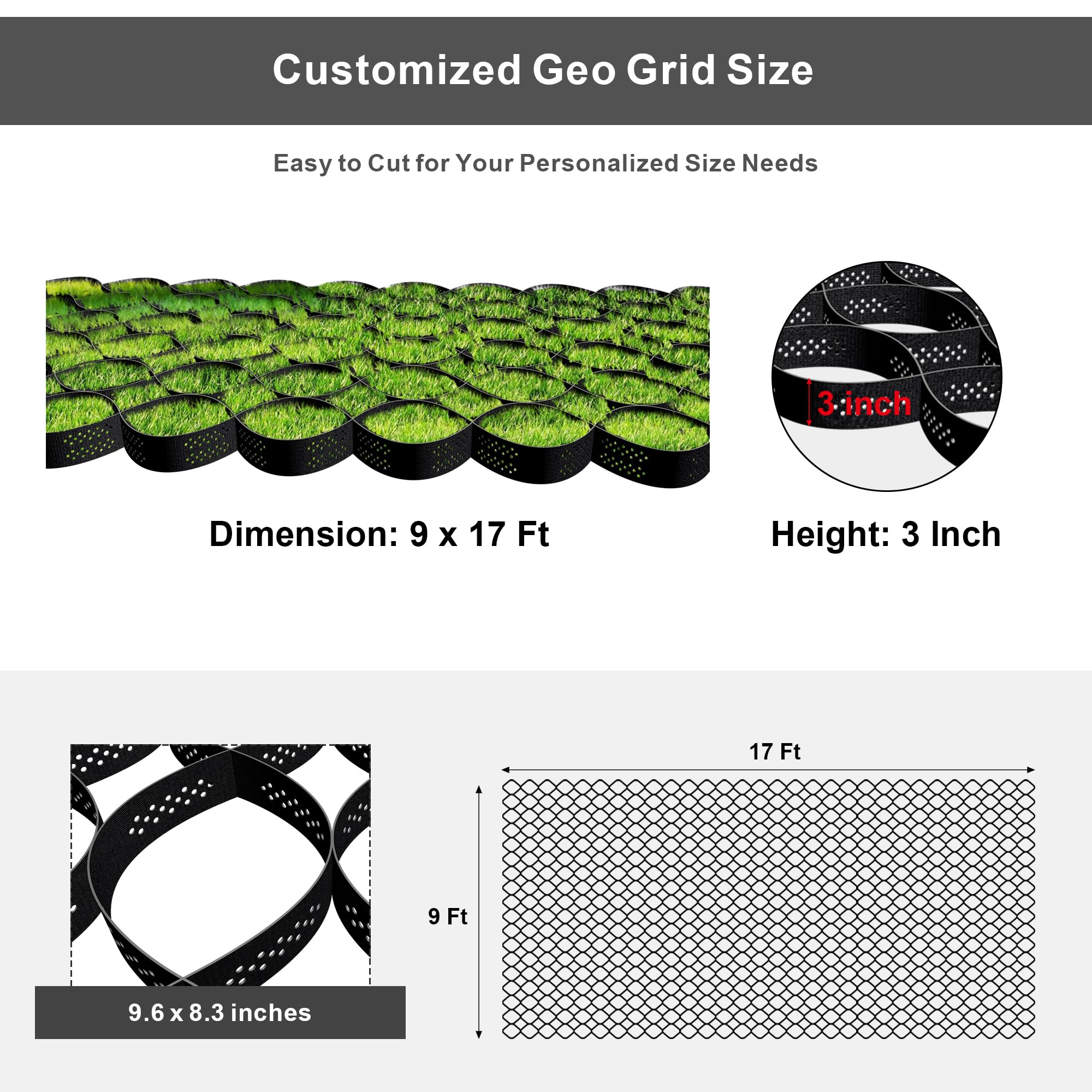 Mua Suninlife Geo Grid 3" Thick Gravel Ground Grid - 9 x 17 Ft Driveway ...