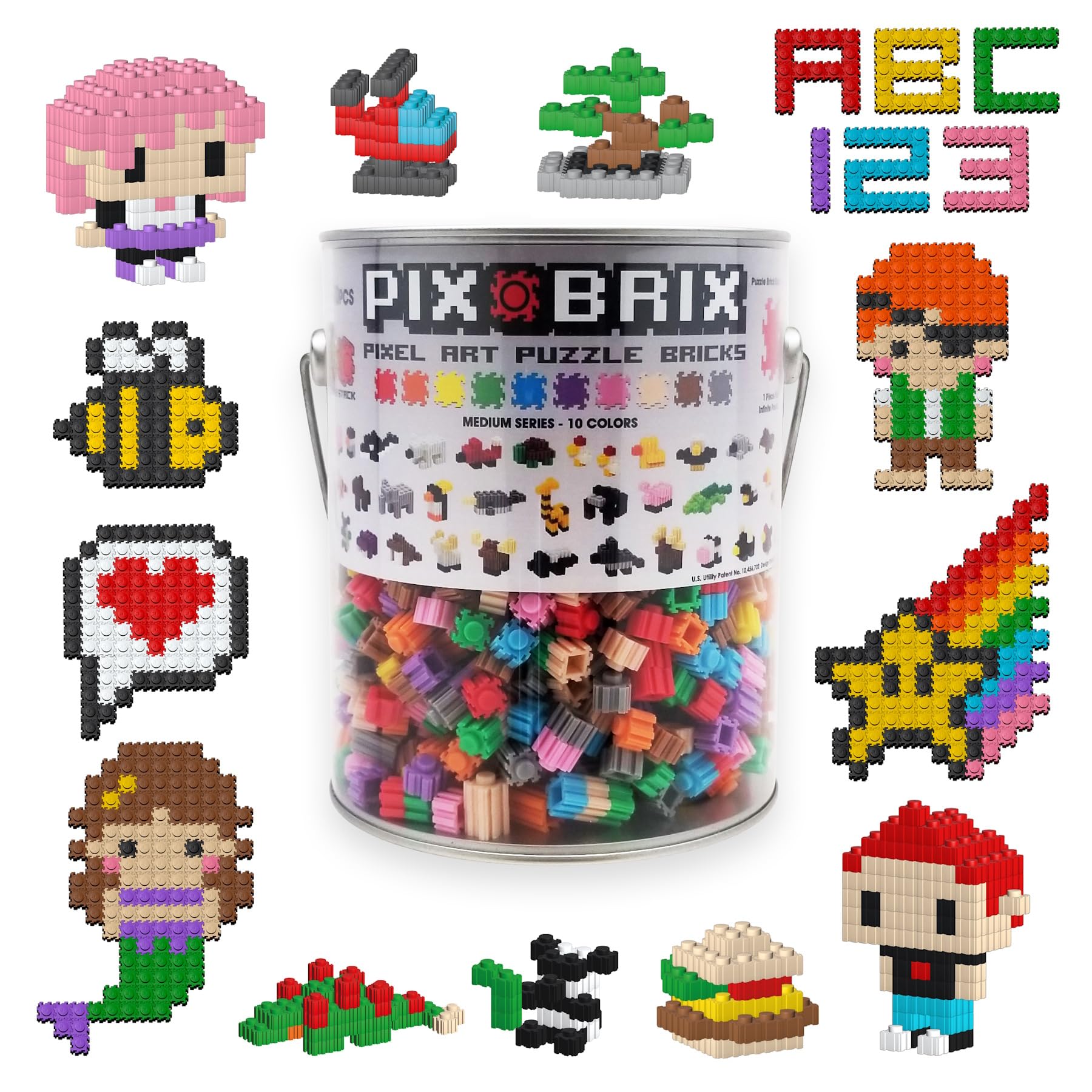 Mua Pixel Art Puzzle Bricks Bucket – 1,500 Piece Pixel Art Kit with 10 ...