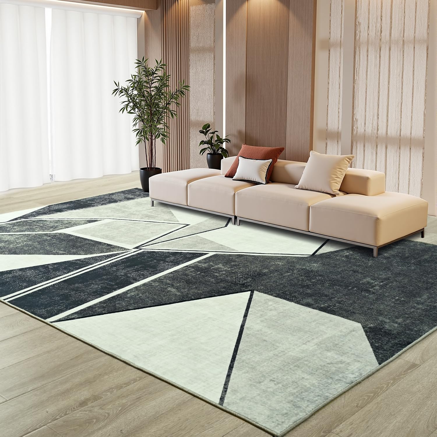 RUGICI Modern Geometric Area Rug,Large Area Rugs for Living Room ...