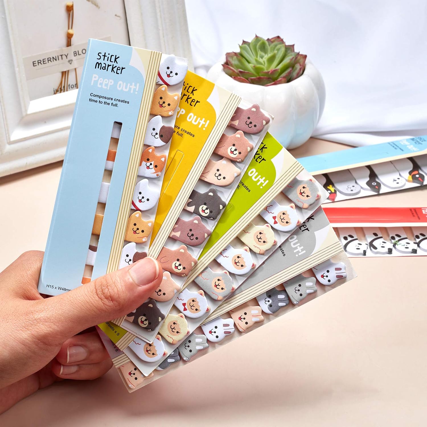 CRASPIRE 6PCS Cute Sticky Notes Set Sticker Bookmarks Memo Pad Sticky ...