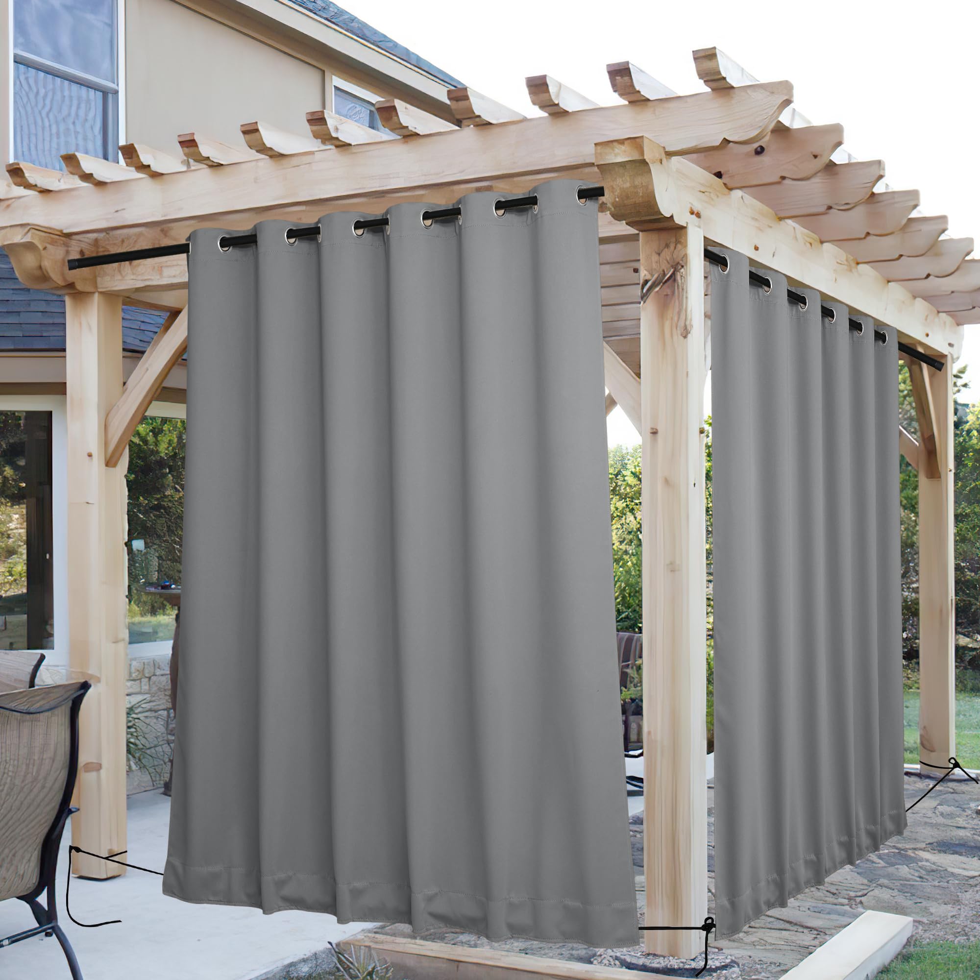 NICETOWN 2 Panels Outdoor Curtains for Patio Waterproof & Windproof ...