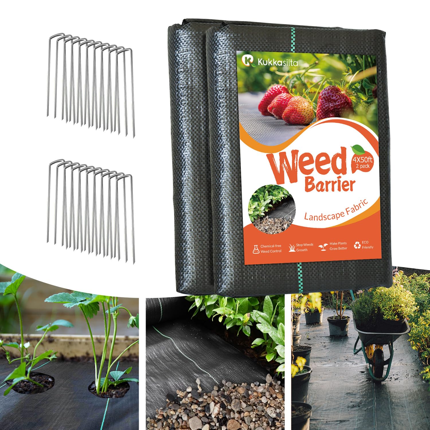 Kukkasilta 4ftx100ft Weed Barrier Landscape Fabric Heavy Duty, Premium ...