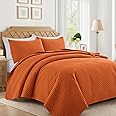 Amazon.com: Lavsiry Cal/California King Size Burnt Orange Quilt Set ...