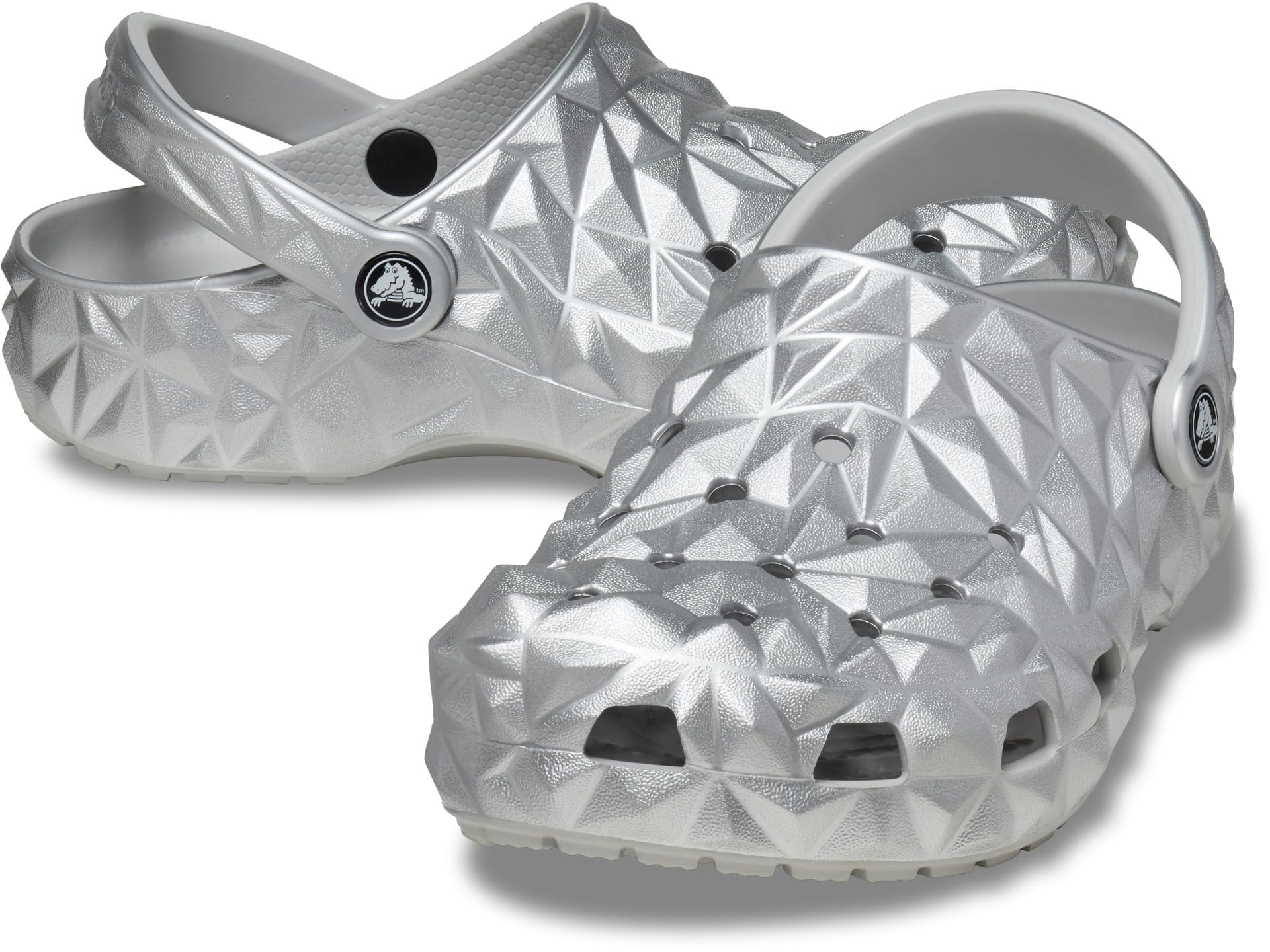 Crocs Unisex Classic CLS Metallic Geometric Clog SIL, Silver, 6 US Men ...