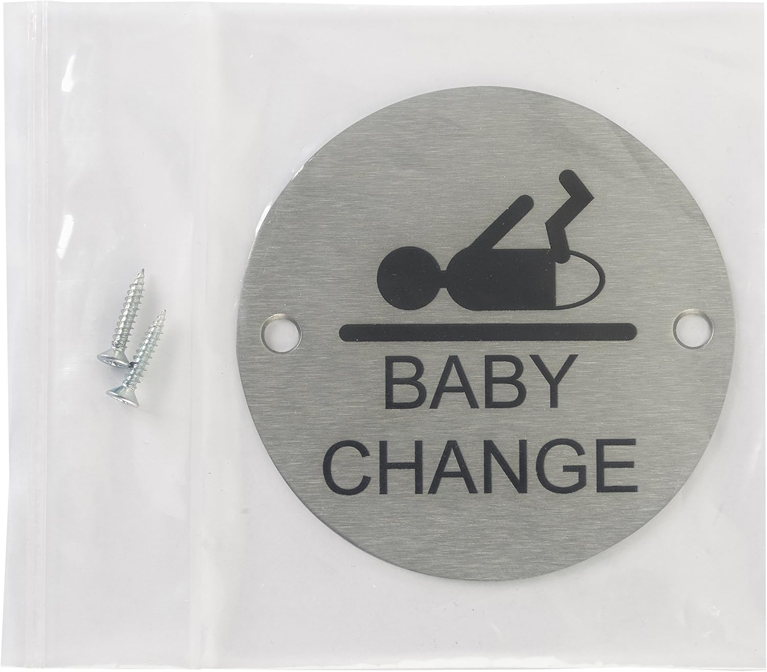 Fire Door Guru® Baby Change Toilet Door Sign – 76mm Disc – Stainless ...
