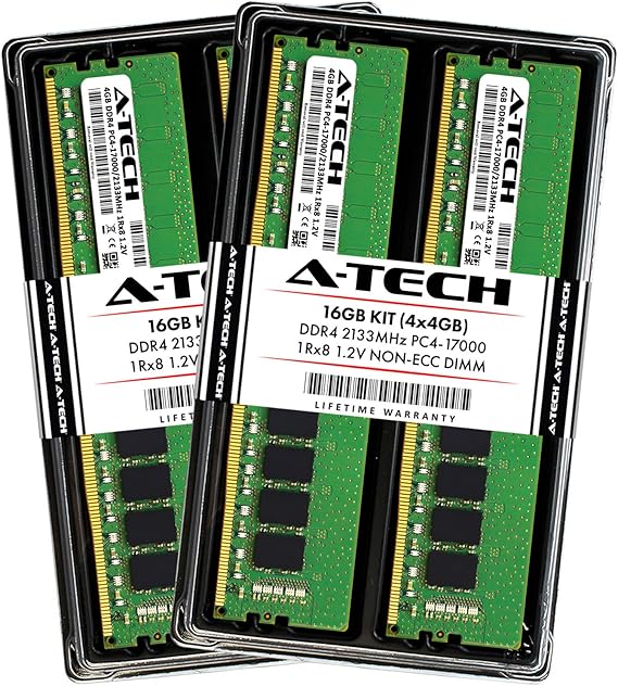 Amazon.com: A-Tech 16GB DDR4 2133MHz Desktop Memory Kit (4 x 4GB) PC4 ...
