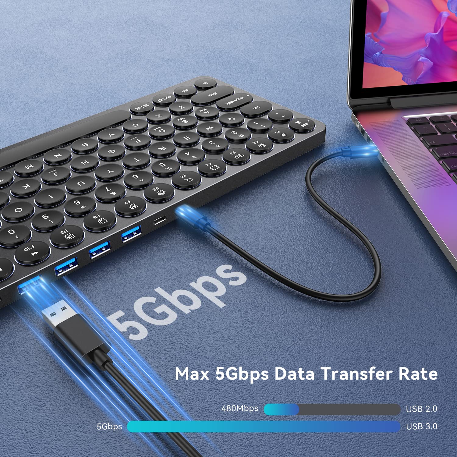 Mua USB HUB Wired Full Size Computer Keyboard with Number Pad,9 in 1 ...