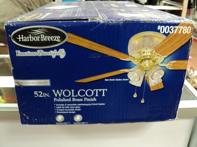 Harbor Breeze 52 Polished Brass Ceiling Fan | Shelly Lighting