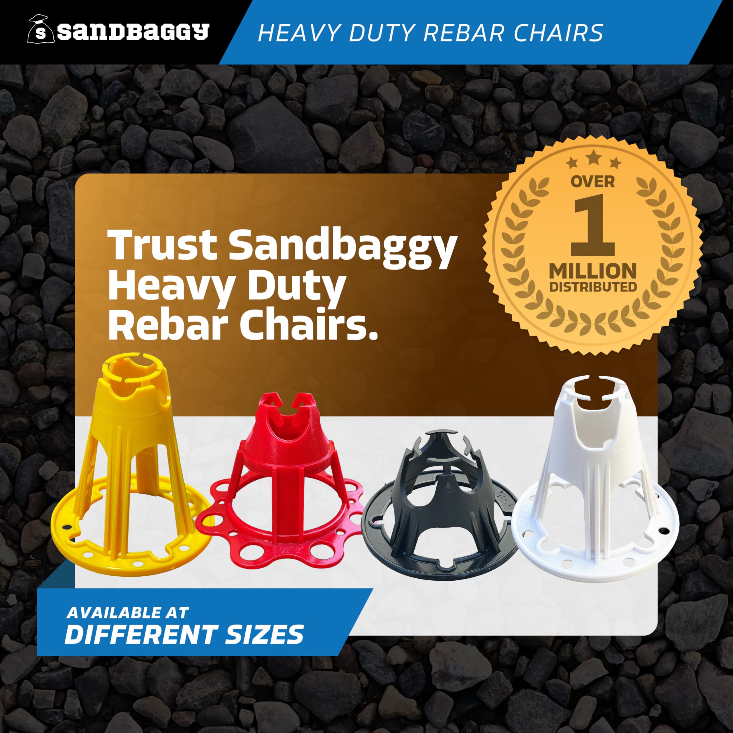Sandbaggy Plastic Rebar Support Chairs - Elevates 1" Or 1-1/4 ...