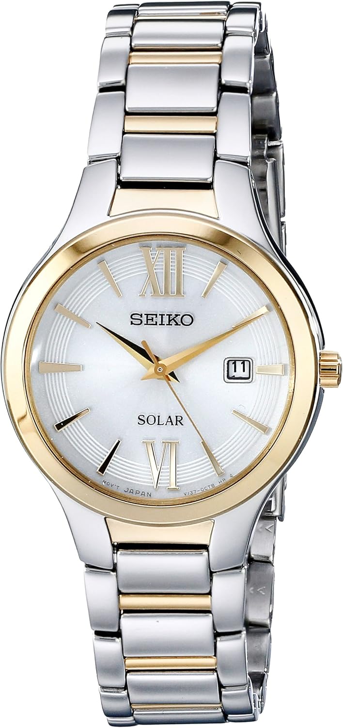 Ladies Women's Two Tone Stainless Steel Seiko Solar Watch on Bracelet ...