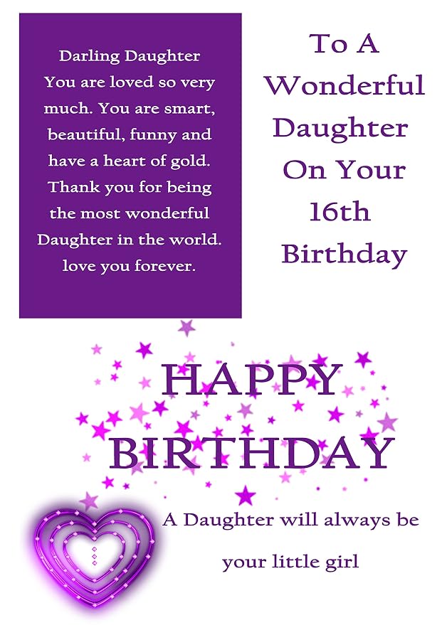 Daughter 16th Birthday Card With Removable Laminate Amazon co uk Daughter 16th Birthday Card With Removable Laminate Amazon co uk