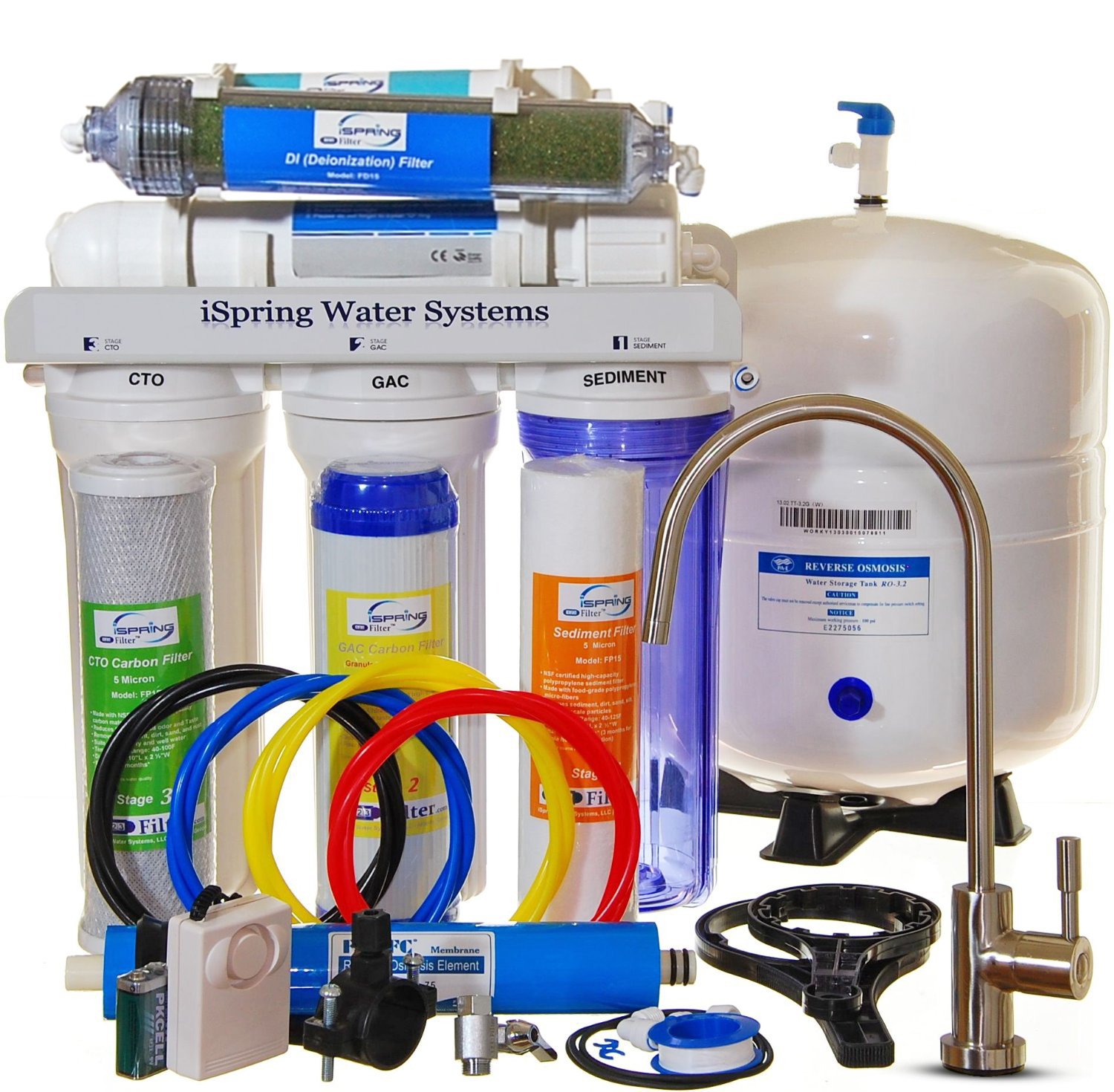 iSpring 75GPD 7-Stage Reverse Osmosis De-ionization Water Filter with ...
