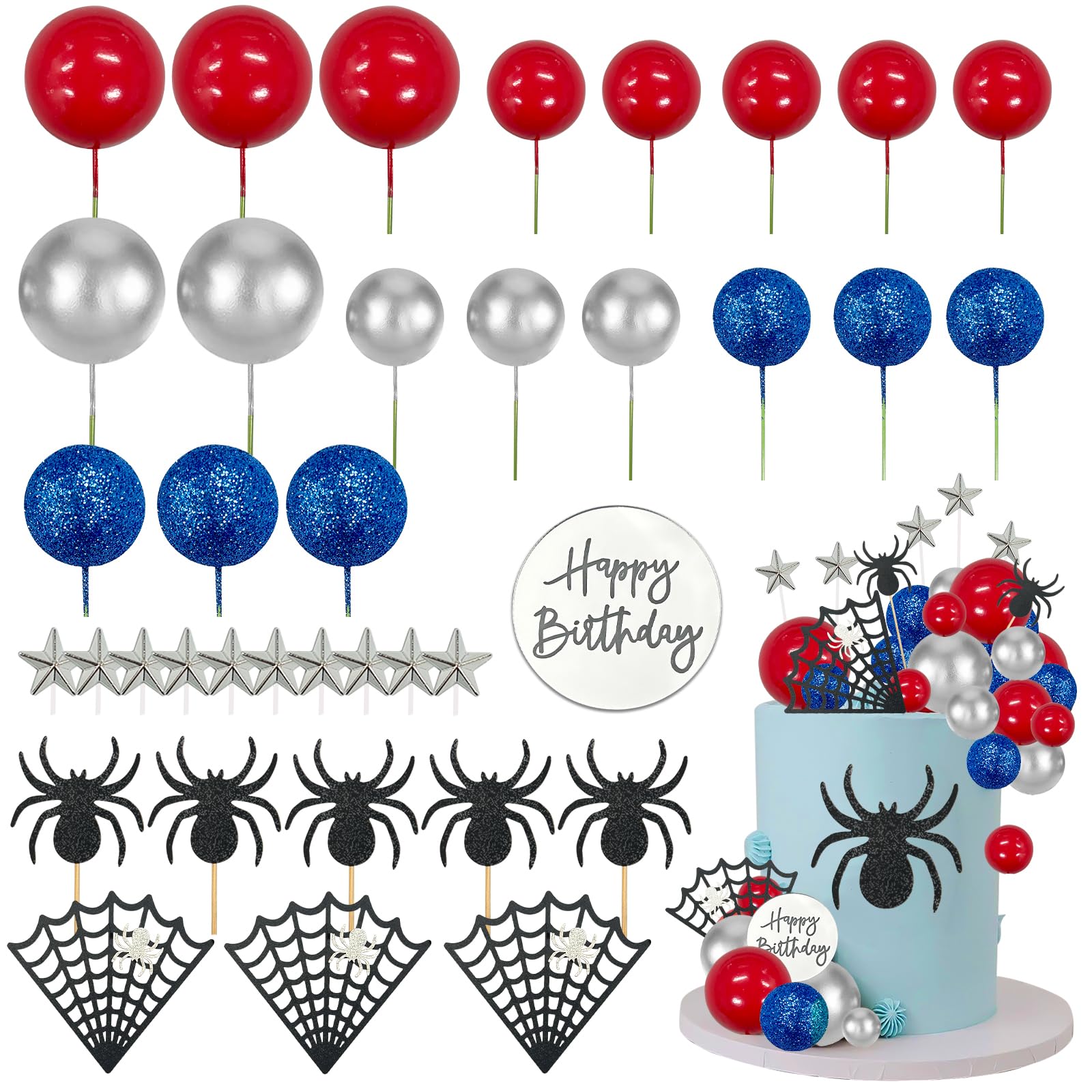 Morofme Spider Cake Topper Spider Web Cake Decorations Spider Theme ...