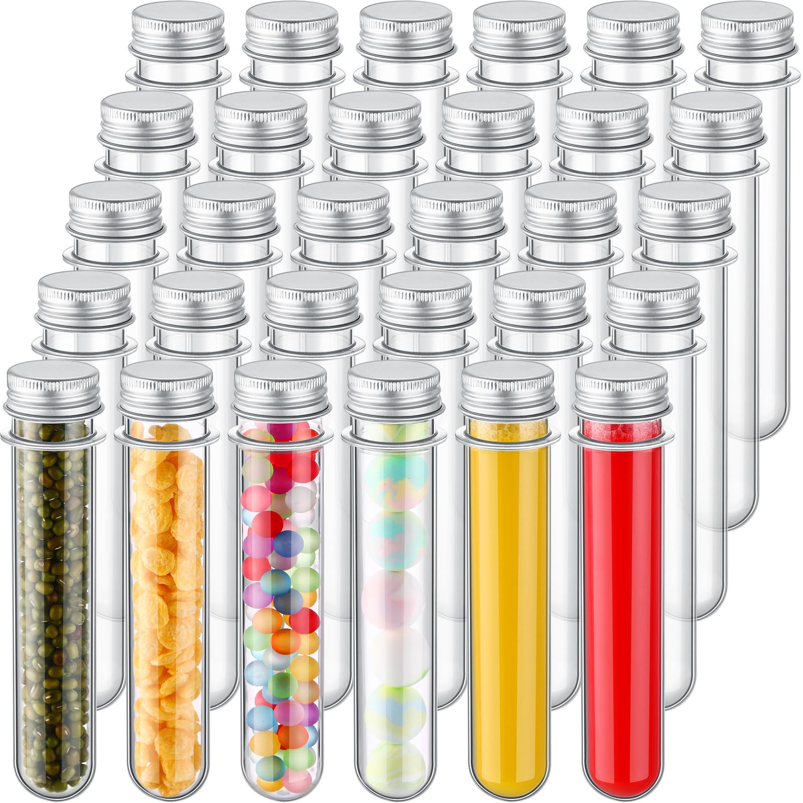 50 Pcs Test Tubes 40 ml Plastic Test Tubes with Screw Lids 1.1 x 5.5 ...