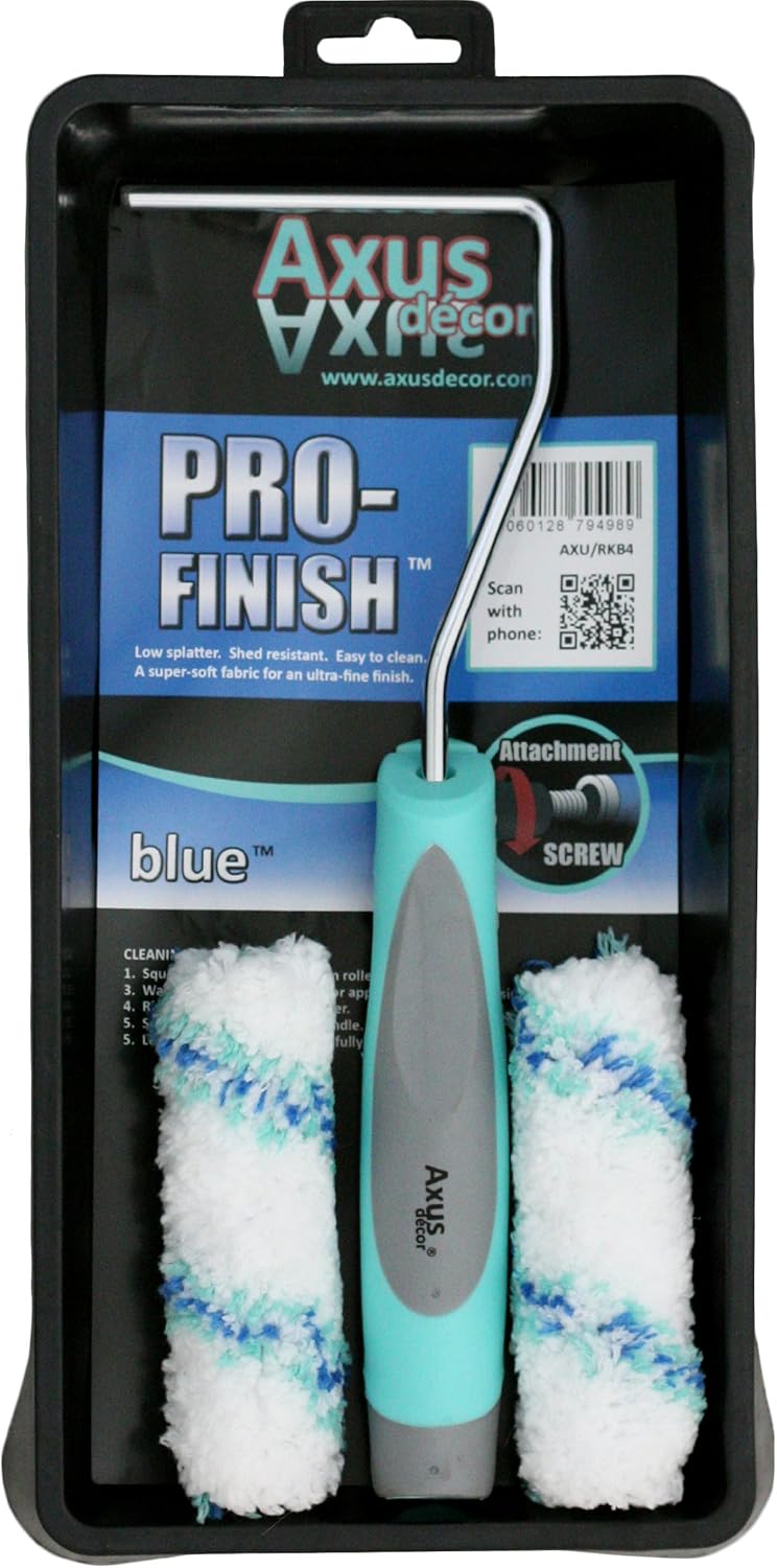 Axus Décor AXU/RKB4 Paint Roller Kit, Blue, 4″, Set of 4 Pieces – BigaMart