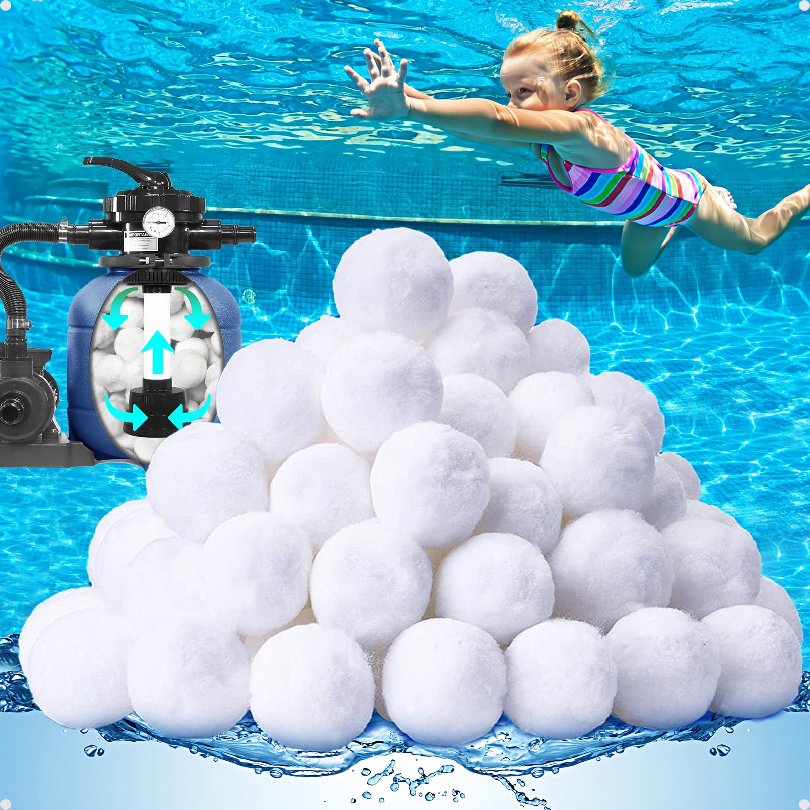 Mua QwayHome 1.54 lbs Pool Filter Balls, Reusable Filter Sand Balls for ...
