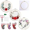 Amazon.com: Creativease Embroidery DIY Starter Kit, 3pcs Set | Floral ...