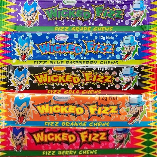 Wicked Fizz Assorted Flavours 60 Bars Bulk Pack - Berry Cola Grape Blue ...