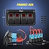 Nilight 4 Gang Rocker Switch Panel 5Pin On Off Toggle Aluminum Holder ...