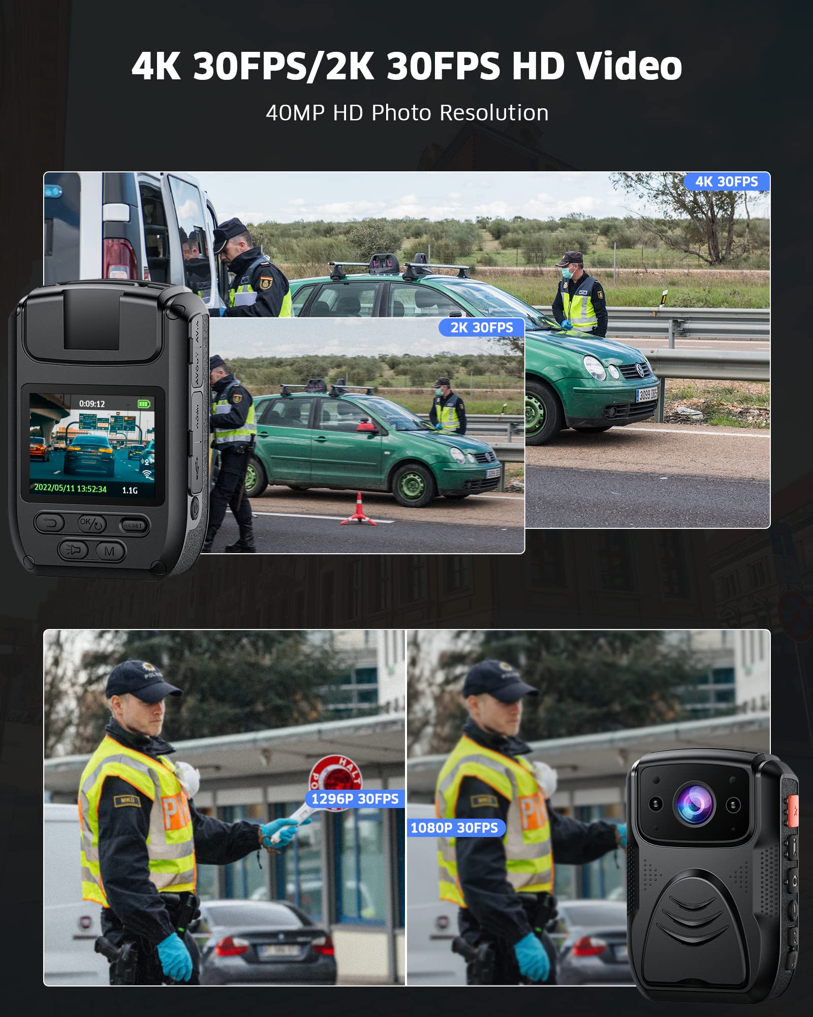 Mua CAMWORLD 4K 40MP BOD-y Camera, NO SD Card Police BOD-y Camera with ...