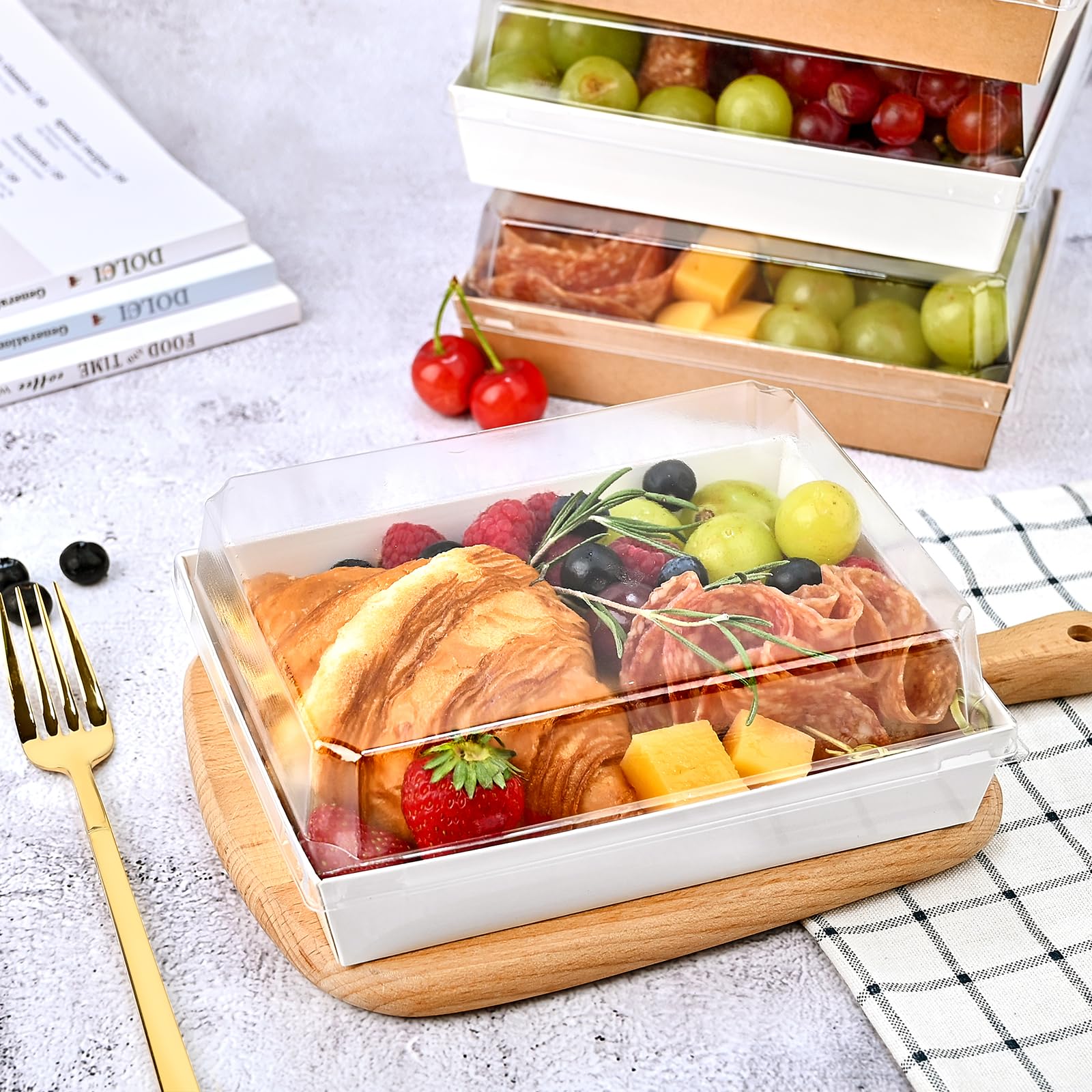Mua 7x5 Inch Charcuterie Boxes with Clear Lids, 50 Pack Paper Bakery ...