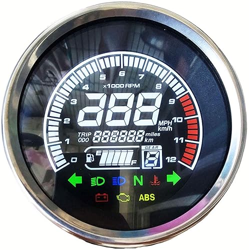 6 Gear Digital Motorcycle Speedometer LED Universal Speedometer ...