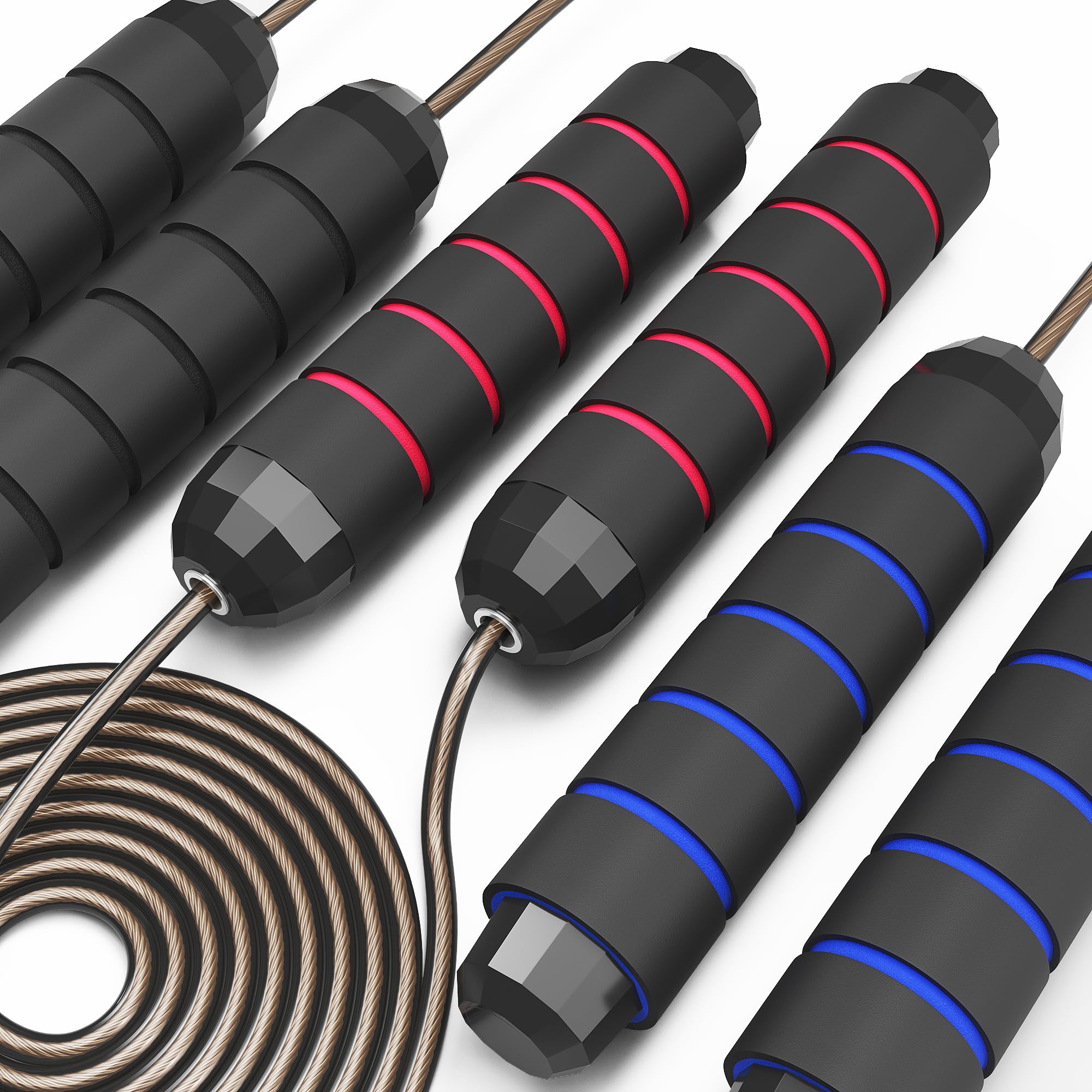 Homtalker Jump Rope 3 Pack, Adjustable Tangle-Free Speed Jumping Rope ...