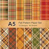 Amazon.com: Whaline 60Pcs Pastel Plaid Pattern Paper A5 Size 12 Designs ...