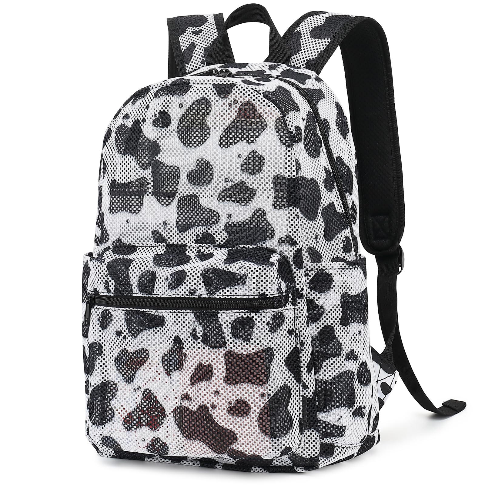 Xunteny Cow Print Mesh Backpack for Girls Women, Semi-Transparent Kids ...