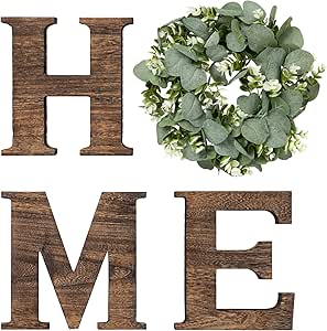 Amazon.com: Mkono Farmhouse Wall Home Sign with Artificial Eucalyptus ...
