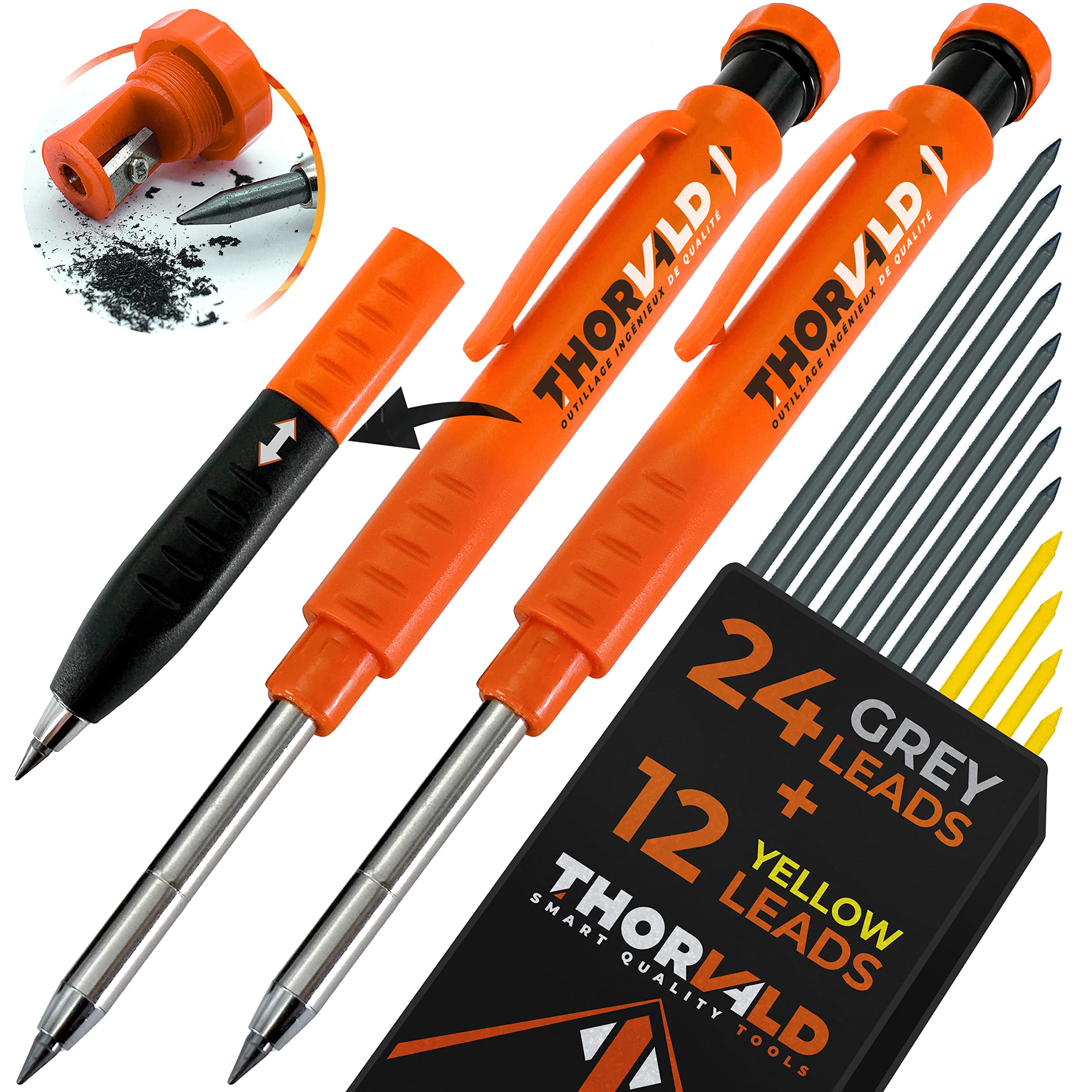 THORVALD 2 Carpenter Pencils Set for Construction - Incl. 38 Leads ...
