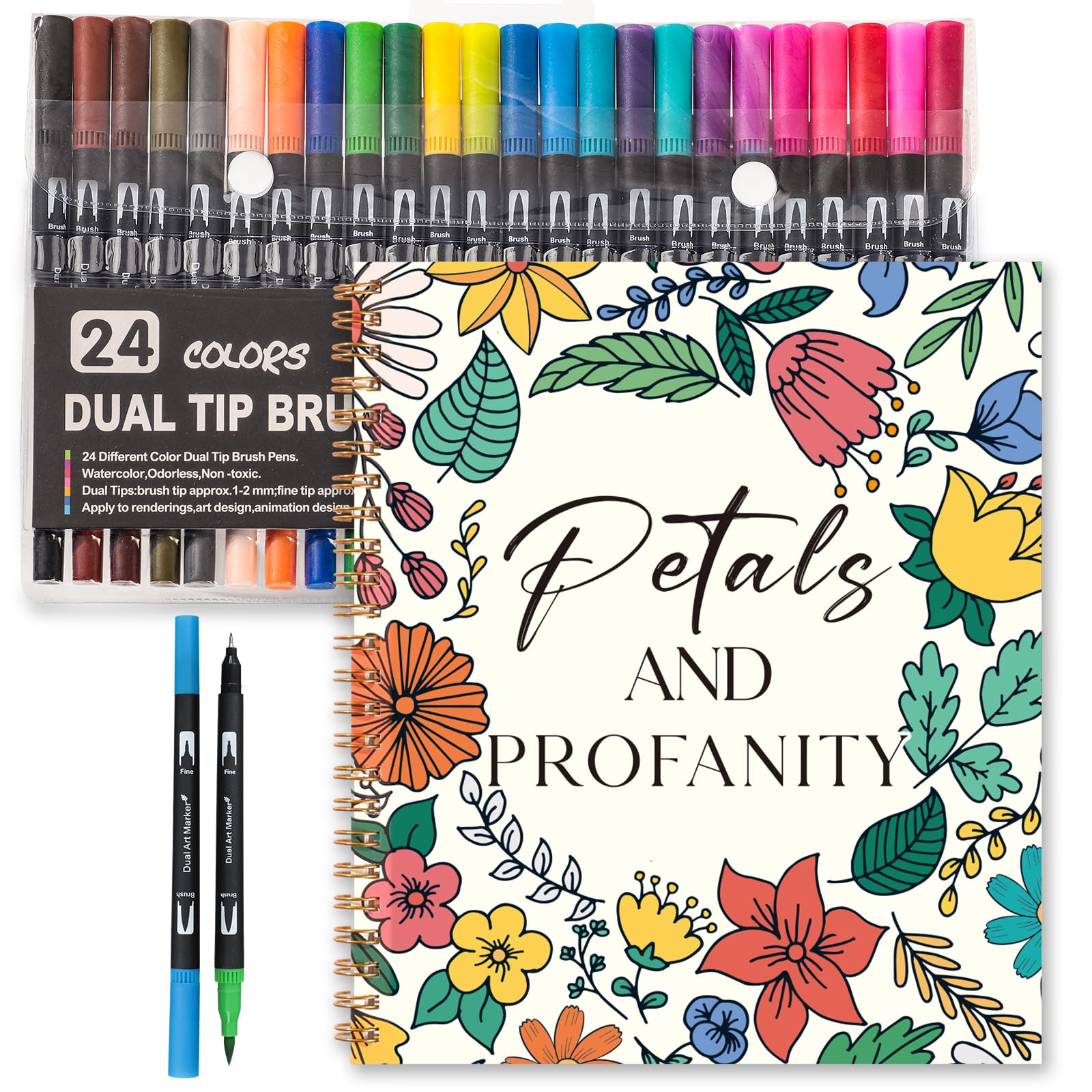 7×8.2in Adult Coloring Book Set for Relaxation, Spiral Bound Coloring ...