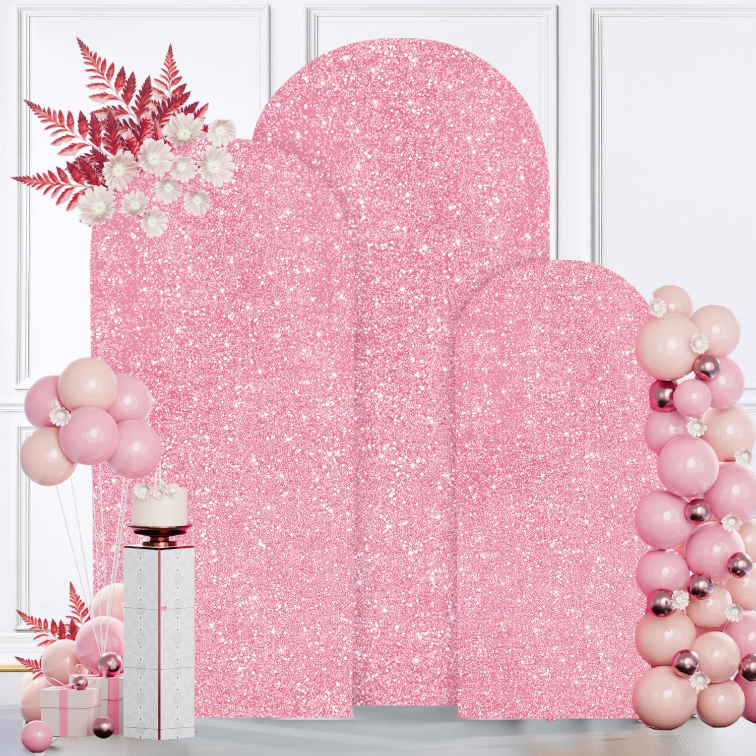 MODFUNS 4ft 5ft 6ft Sequin Payette Arch Cover Set of 3 Pink Gold ...